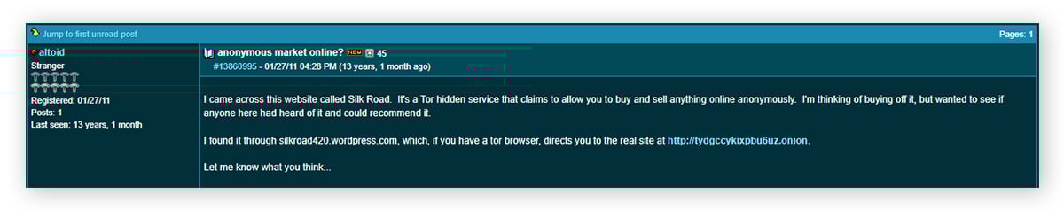 Silk Road Website: The First Dark Web Marketplace